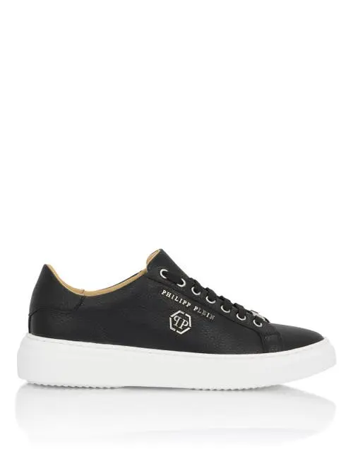 Philipp Plein Leather Hexagon Emblem Low Top Sneakers - Black