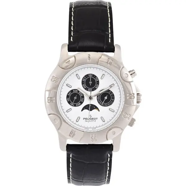 PEUGEOT Round Multi-function Moon Phase Leather Watch40mm