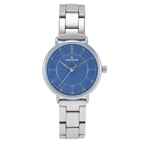 PEUGEOT Sleek Minimalist Round Bracelet Watch- 30mm - Blue