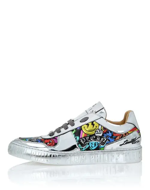 Philipp Plein Mirror Leather Lo-top Sneakers Smile