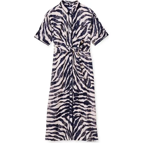 CARTOLINA Lucia Midi Linen Shirt Dress - Painted Zebra