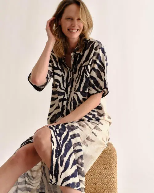CARTOLINA Lucia Midi Linen Shirt Dress