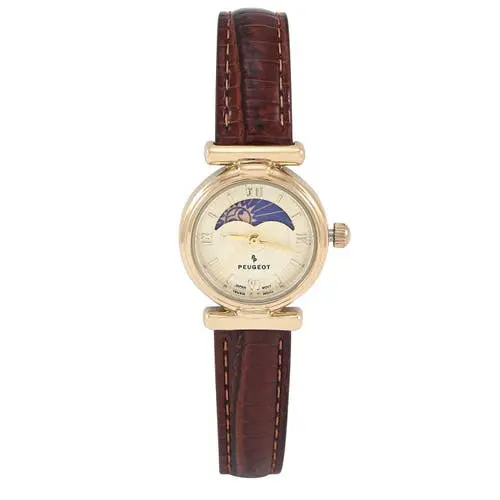 PEUGEOT Petite Sun Moon Glossy Leather Watch- 25mm - Champagne