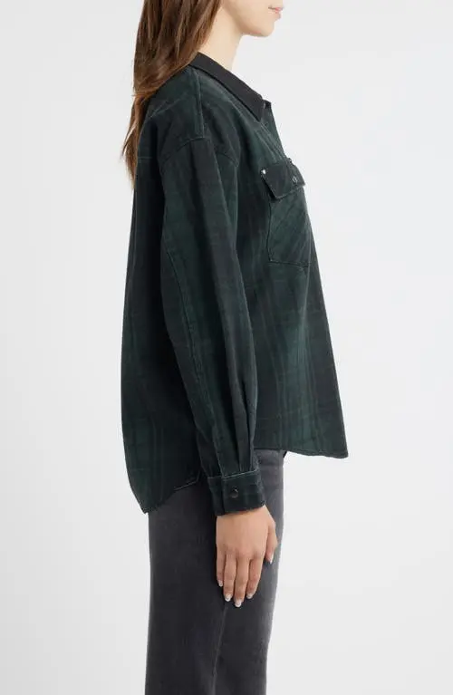 THREAD & SUPPLY Plaid Cotton Shacket - Pine Black Plaid