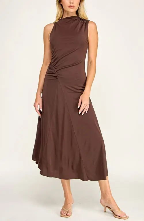 SOCIALITE Asymmetrical Knit Midi Dress - Brown