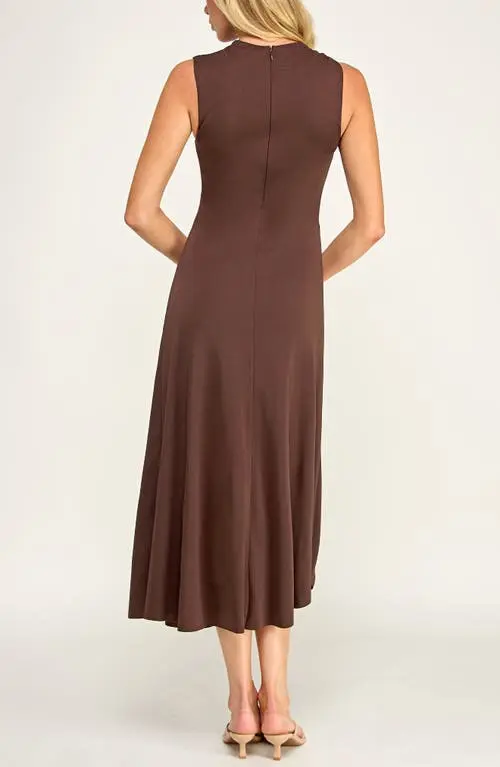 SOCIALITE Asymmetrical Knit Midi Dress - Brown