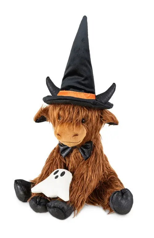 GLITZHOME Christmas Fabric Highland Cow Table Decor - Black