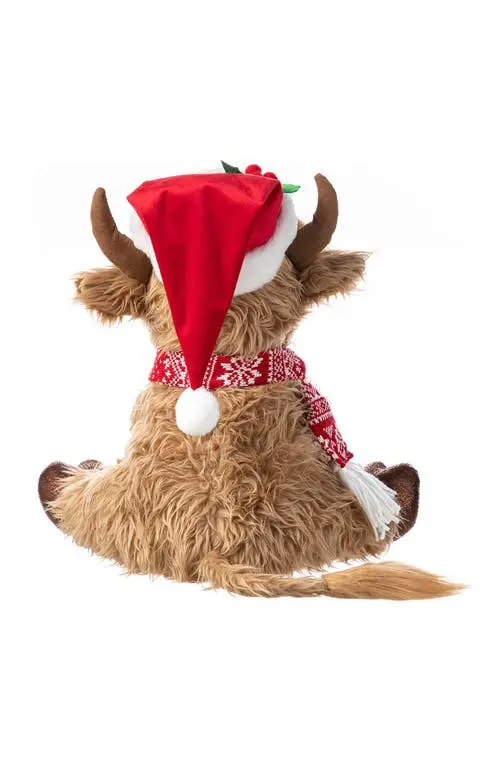 GLITZHOME Halloween Fall Or Christmas Fabric Highland Cow - Brown