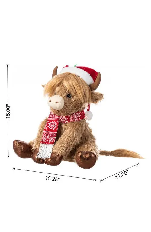 GLITZHOME Halloween Fall Or Christmas Fabric Highland Cow - Brown