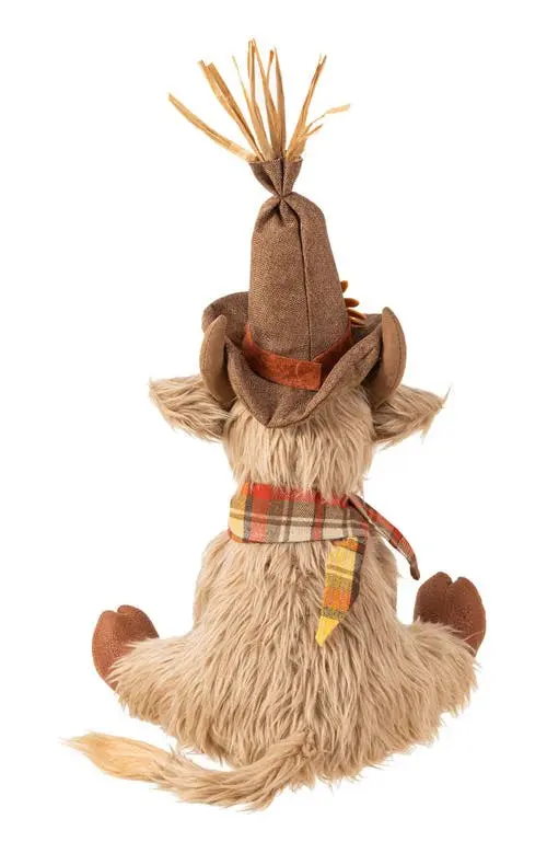 GLITZHOME Christmas Fabric Highland Cow Table Decor - Orange