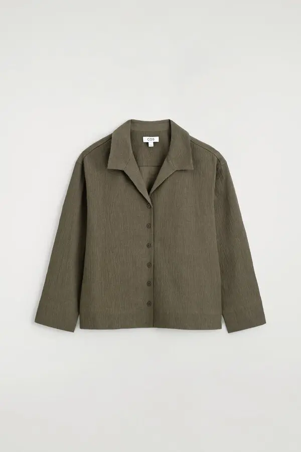 Cos Crinkled-jersey Shirt - Beige