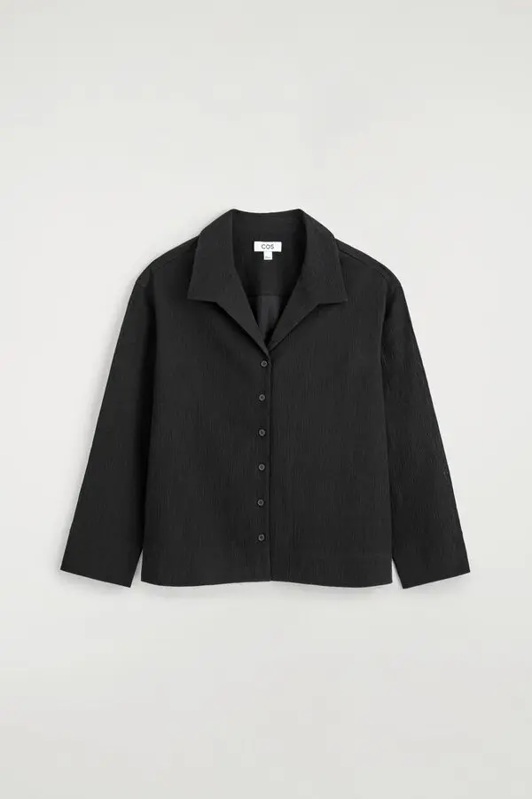 Cos Crinkled-jersey Shirt - Black