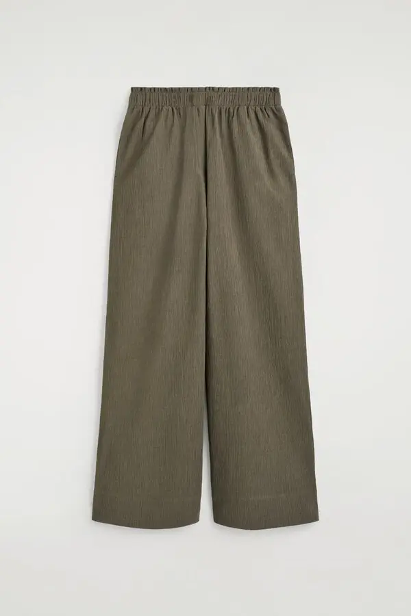 Cos Crinkled-jersey Wide-leg Pants - Beige