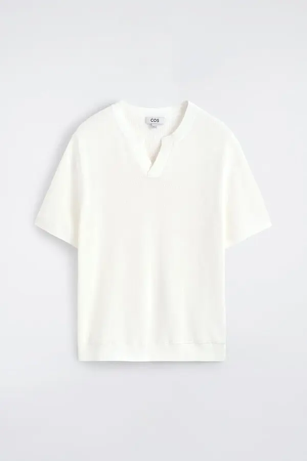 Cos Open-collar Polo T-shirt - White