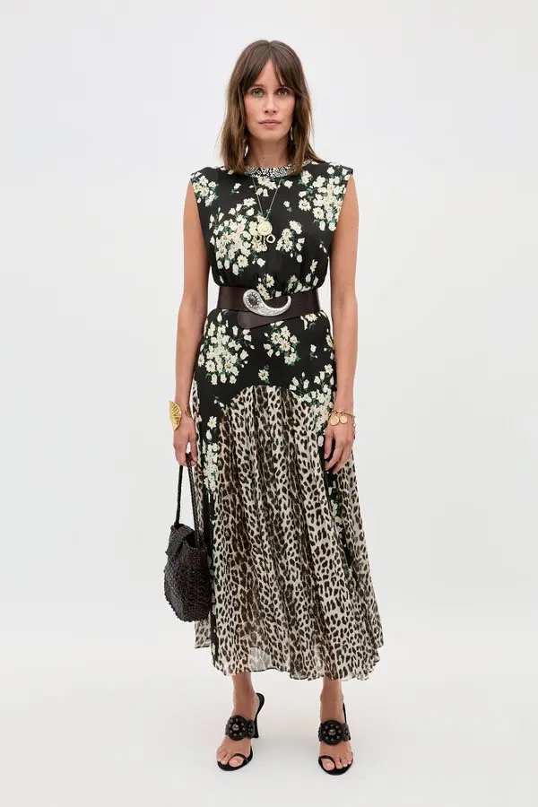 Rixo Coralie Amelia Gremlin Mix Maxi Dress