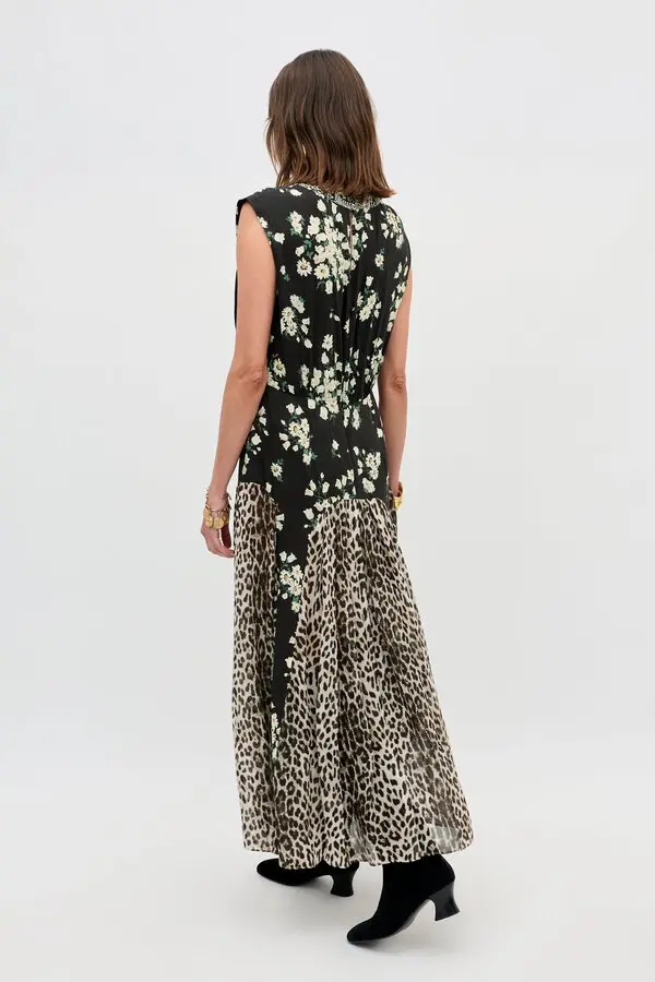 Rixo Coralie Amelia Gremlin Mix Maxi Dress