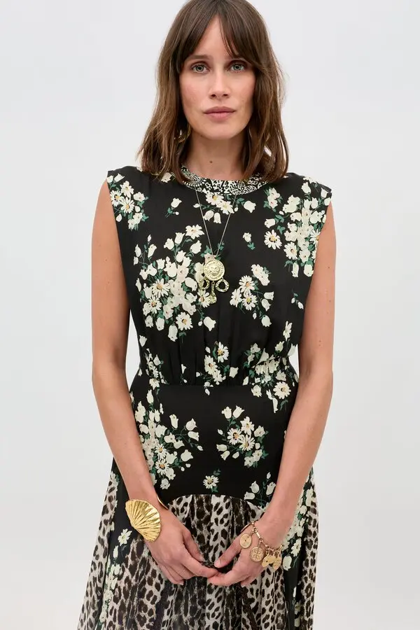 Rixo Coralie Amelia Gremlin Mix Maxi Dress