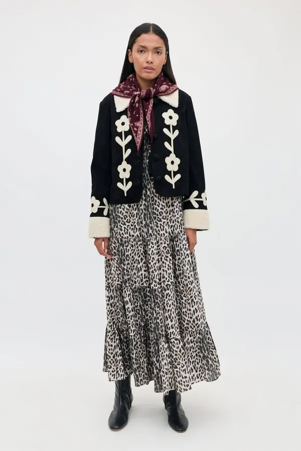 Rixo Nina Leopard Print Maxi Dress