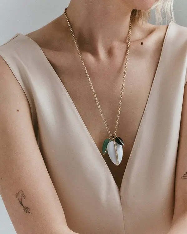 BY PARIAH Large Pebble Pendant In Aventurine | 14k