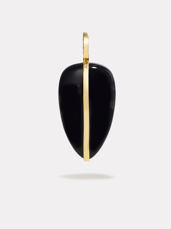 BY PARIAH Large Pebble Pendant In Onyx And Gold - Black