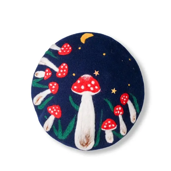 HEARTFELT LAYERS Midnight Mushroom Beret - Blue