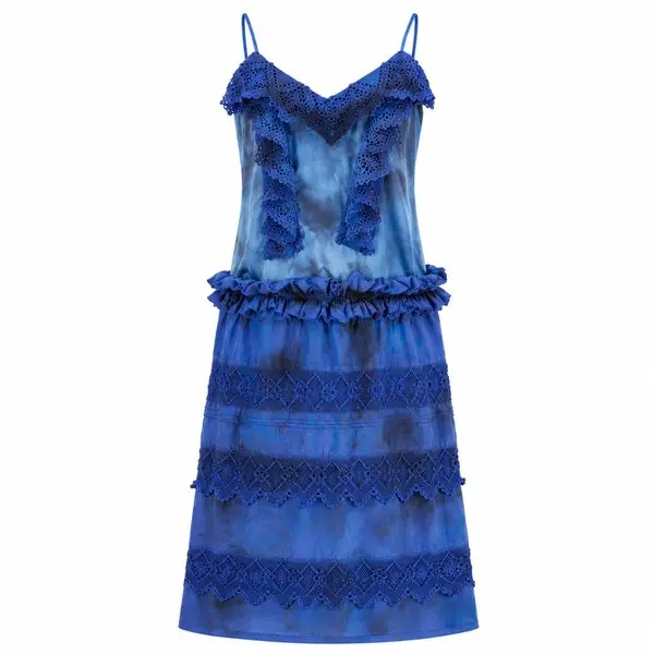 MIRO MISLJEN Blue / Black Blue Lace Slip Dress