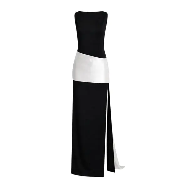 OSCARMORRIS Black / White Chloe Black Dress