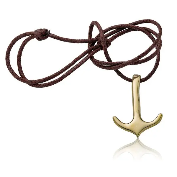CARTOGRAPHY Brown / Gold Talk To Me Like The Sea X Large Brass Anchor On Leather Cord - Brown/gold