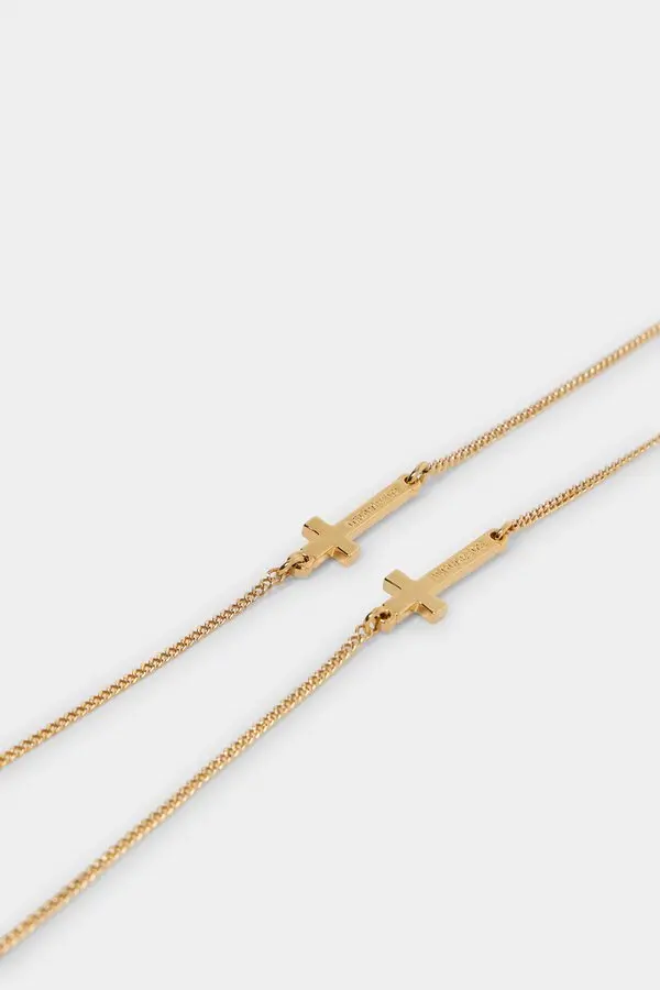 Dsquared2 Jesus Double Necklace With Cross Pendants - Gold