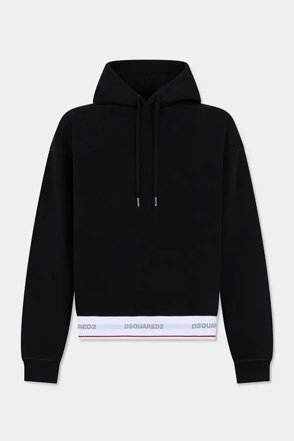 Dsquared2 Relaxed Fit Hoodie With Logo Band - Black