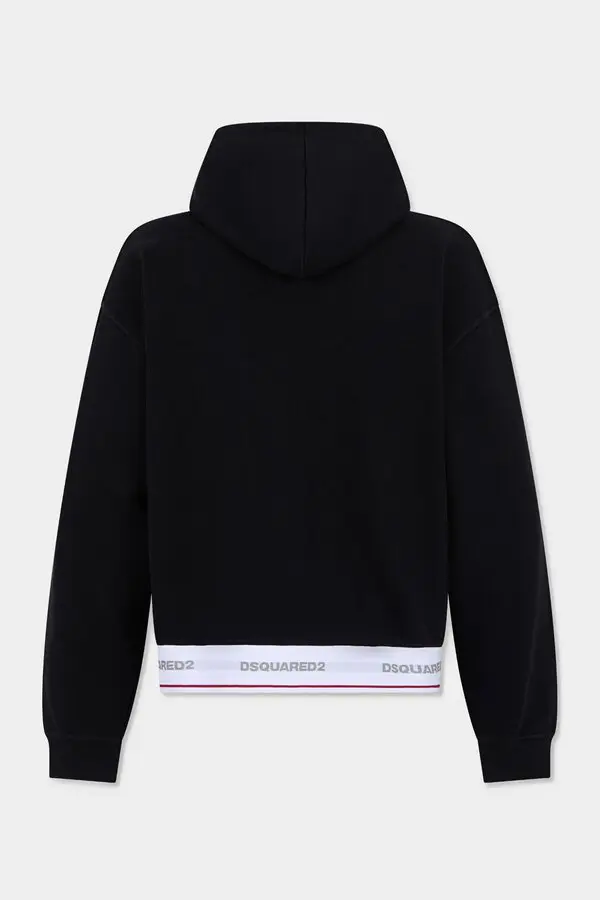 Dsquared2 Relaxed Fit Hoodie With Logo Band - Black