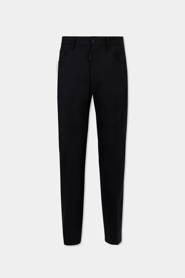 Dsquared2 Tailored Straight Leg Trousers In Light Worsted Wool With Stretch - Black