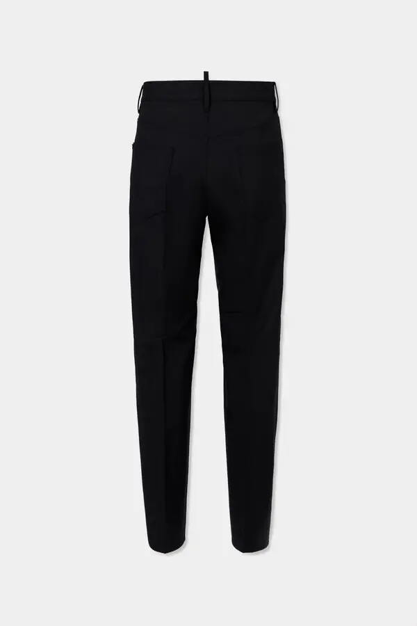 Dsquared2 Tailored Straight Leg Trousers In Light Worsted Wool With Stretch - Black