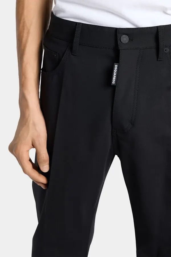 Dsquared2 Tailored Straight Leg Trousers In Light Worsted Wool With Stretch - Black