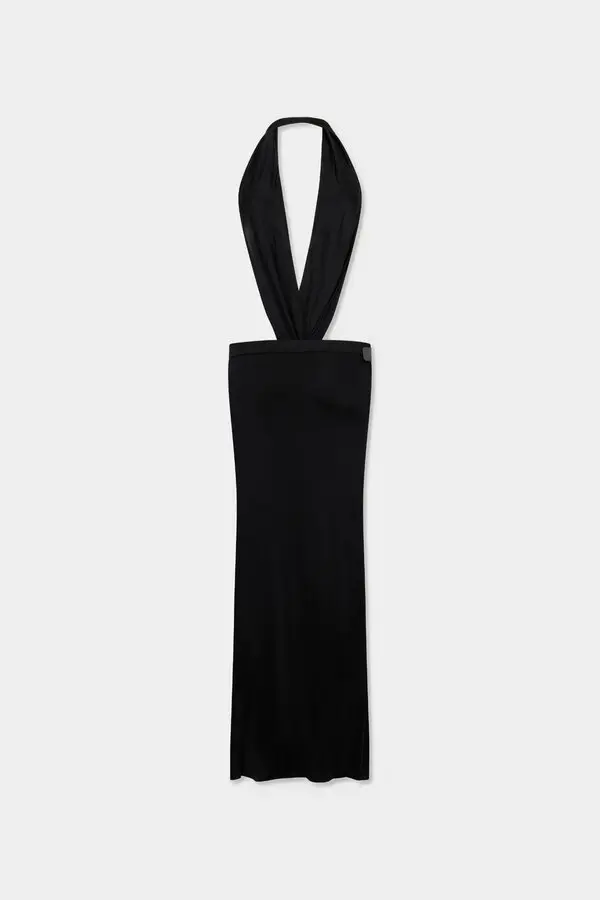 Dsquared2 Deep Cut Shiny Viscose Jersey Long Dress