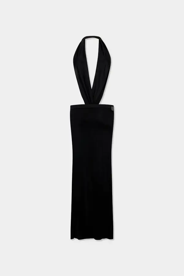Dsquared2 Deep Cut Shiny Viscose Jersey Long Dress