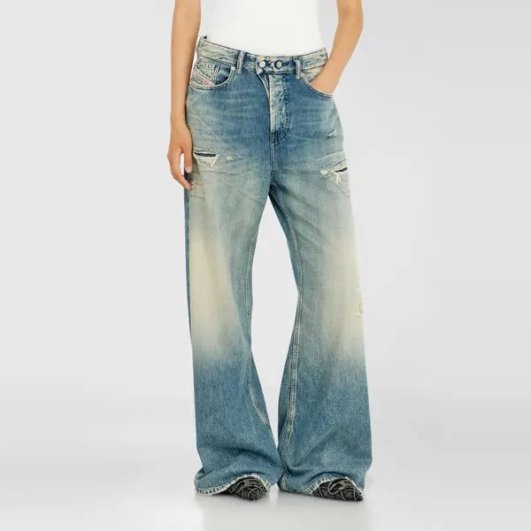 DIESEL® Relaxed Fit Low Waist Wide Leg Jeans - Blue