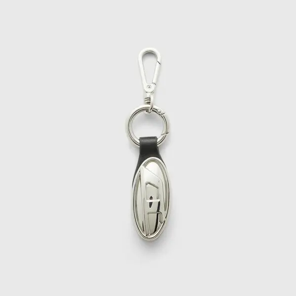 DIESEL® Metal Keyring With Oval Plaque - Silver