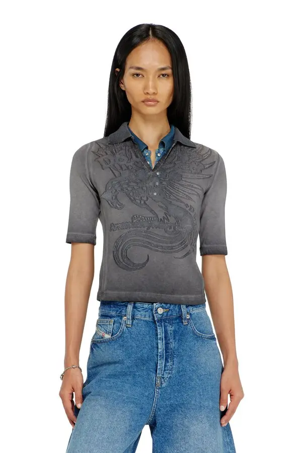 DIESEL® Slim Fit Polo With Dévoré Print