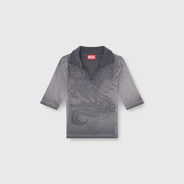 DIESEL® Slim Fit Polo With Dévoré Print - Grey