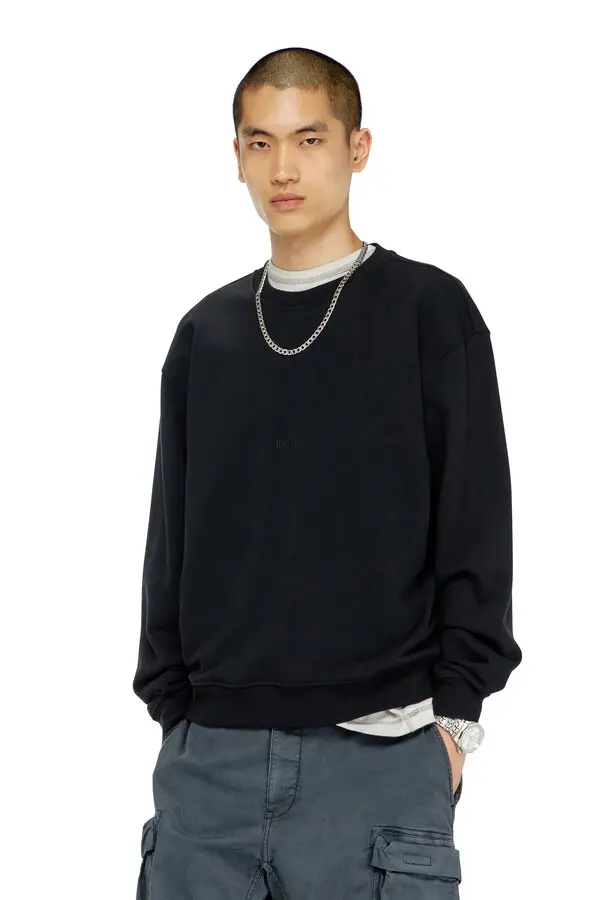 DIESEL® Cotton Sweatshirt With Micro Logo Embroidery