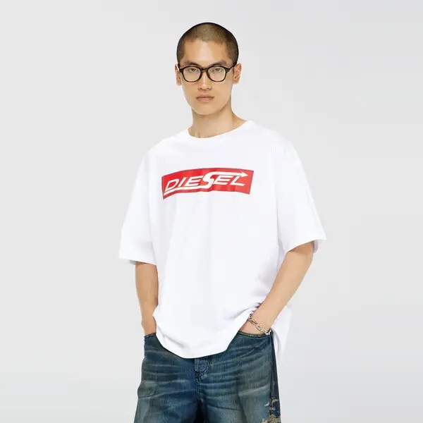 DIESEL® Cotton T-shirt With Logo Print - White