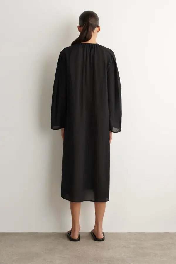 Cos Gathered Lightweight Cotton Midi Dress