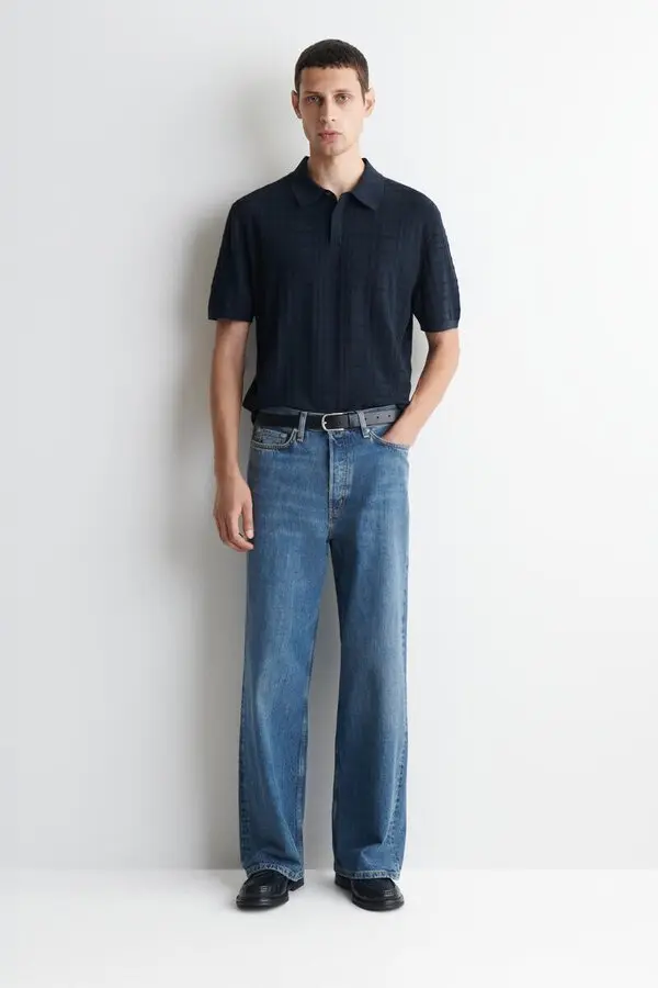 Cos Checked Jacquard-knit Polo Shirt
