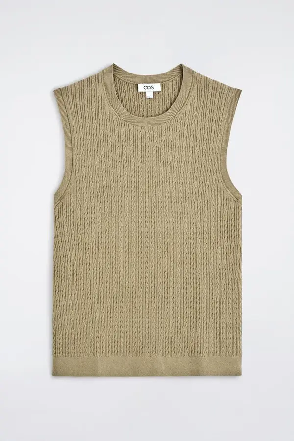 Cos Cable-knit Cotton-linen Tank Top - Beige