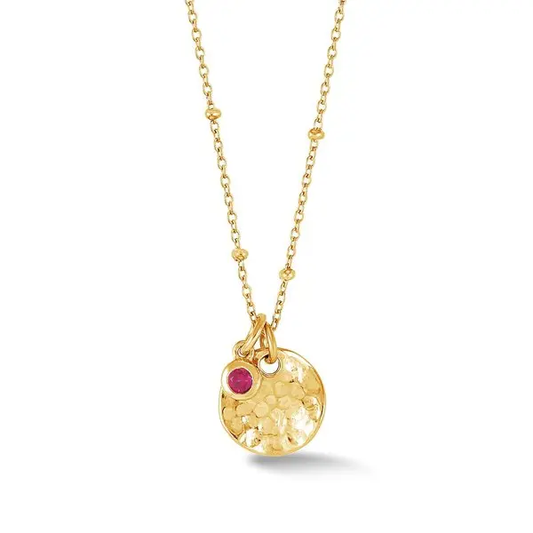 DOWER & HALL Hammered Disc & Ruby Array Necklace