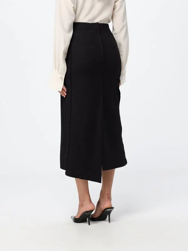 Victoria Beckham Pure Wool Midi Pencil Skirt With Back Closure