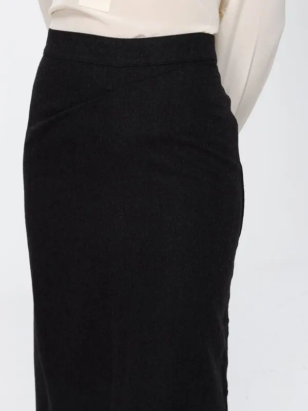Victoria Beckham Pure Wool Midi Pencil Skirt With Back Closure