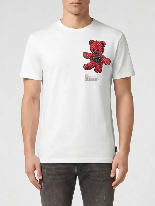 Philipp Plein Slim Fit Teddy Bear Print Cotton T-shirt - White