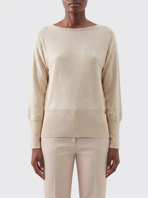 Herno Lurex And Viscose Boat Neck Jumper - Beige